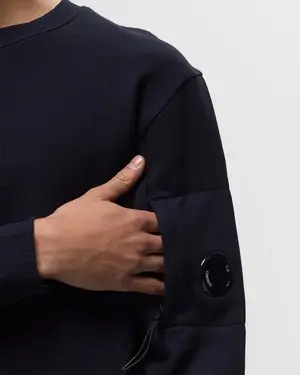 C.P. COMPANY Crewneck Long Sleeve Sweatshirt With Rib Trim - Black