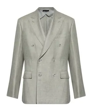 Brioni Peak-lapel Double-breasted Blazer - Gray