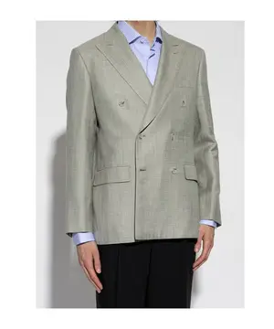Brioni Peak-lapel Double-breasted Blazer - Gray