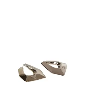 Alexander McQueen Modernist Geometric Logo Engraved Hoop Earrings - Silver