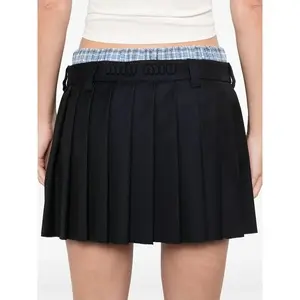 Miu Miu Layered Pleated Mini Skirt - Blue
