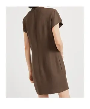 Brunello Cucinelli Monili Chain-detail Crewneck Mini Dress - Brown