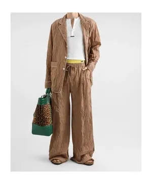 Dolce & Gabbana Pinstriped Wrinkled Effect Trousers - Brown