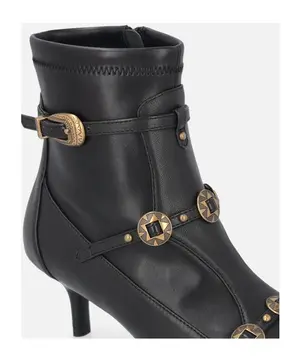 Pinko Buckled Leather Ankle Boots