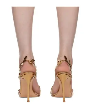GIANVITO ROSSI Flavia Gold Leaf High-heeled Sandals - Brown