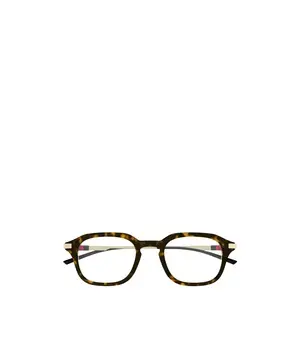 Gucci Square Frame Glasses - Shiny Dark Havana And Gold