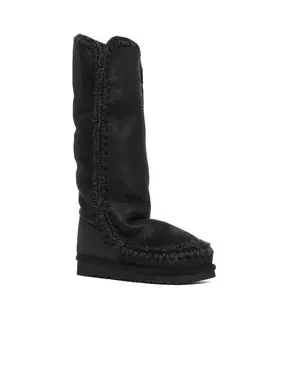 Mou Eskimo 40 Metallic-finish Contrast Stitched Boots - Black