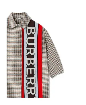 Burberry Houndstooth Check Logo Panel Coat