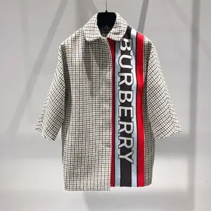 Burberry Houndstooth Check Logo Panel Coat