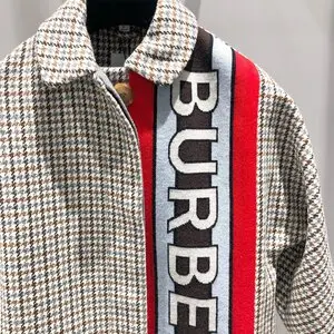 Burberry Houndstooth Check Logo Panel Coat