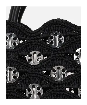 Rabanne Disc Detailed Woven Tote Bag