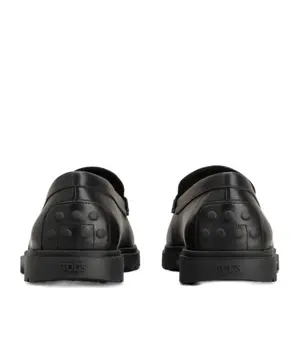 TOD'S Leather Loafers With Metal Detail - Black