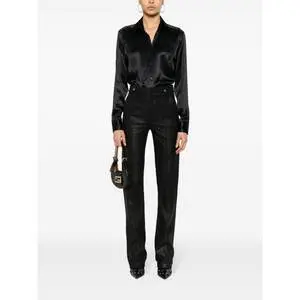 TOM FORD Pintucked Long-sleeved Shirt - Black