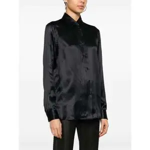 TOM FORD Pintucked Long-sleeved Shirt - Black