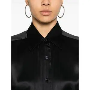 TOM FORD Pintucked Long-sleeved Shirt - Black