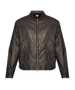 DIESEL® L-krix Zip-up Leather Jacket - Black