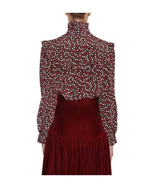 Saint Laurent Ruffle Trim Printed Blouse