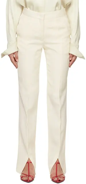 JIL SANDER Seam Pleated Trousers With Slit Detail - Nude