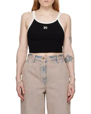 Palm Angels Pa Monogram Cropped Tank Top