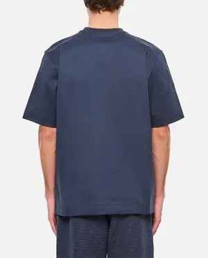 Fendi Logo Printed Crewneck T-shirt - Navy Blue