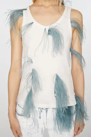 Acne Studios Feather-detailed Ribbed Tank Top