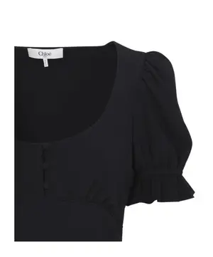 Chloé Ruffled Puff Sleeve Midi Dress