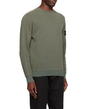 Stone Island Logo Patch Crewneck Sweatshirt - Black