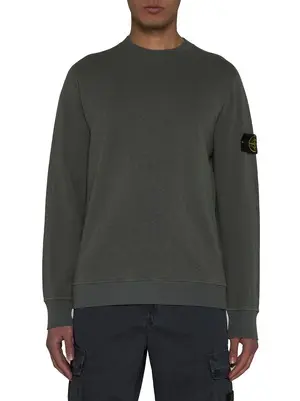 Stone Island Logo Patch Crewneck Sweatshirt - Black