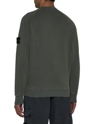 Stone Island Logo Patch Crewneck Sweatshirt - Black