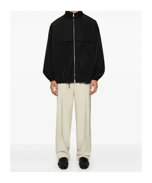 Saint Laurent Logo Embroidered Zip-up Jacket - Black