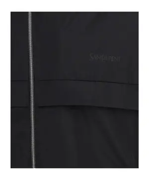 Saint Laurent Logo Embroidered Zip-up Jacket - Black