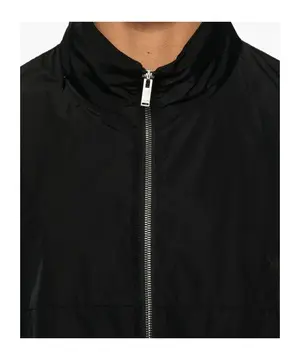 Saint Laurent Logo Embroidered Zip-up Jacket - Black