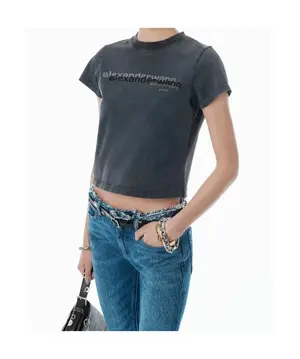 Alexander Wang Shrunken Logo T-shirt - Black