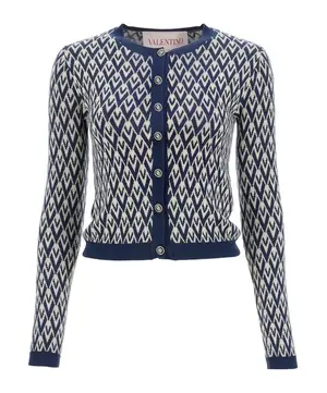 VALENTINO Valentino V-Jacquard Button-Up Cardigan