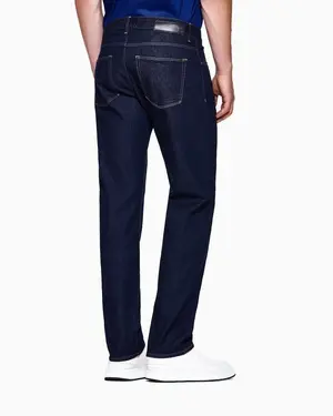 Giorgio Armani Contrast Stitched Straight Leg Jeans - Black