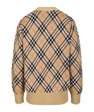 Burberry Checked Button-up Knitted Cardigan - Sand-colored