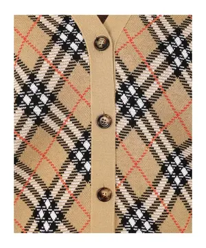 Burberry Checked Button-up Knitted Cardigan - Sand-colored