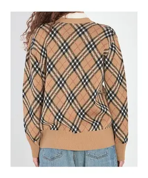 Burberry Checked Button-up Knitted Cardigan - Sand-colored