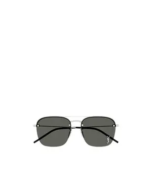 Saint Laurent Saint Laurent Square Frame Sunglasses With Logo Detail Silver