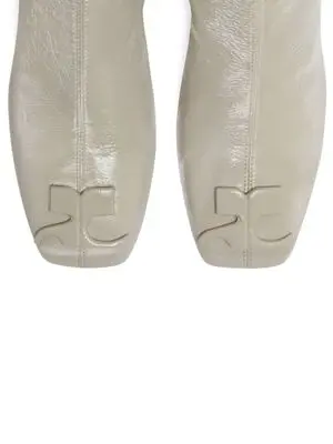 COURREGES Square Toe Zip Detailed Ankle Boots - Nude