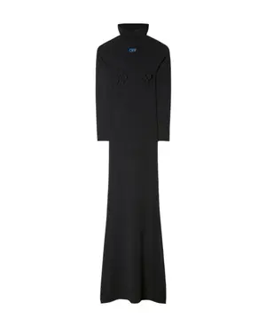 Off-White Logo Detailed Long-sleeved Hooded Dress