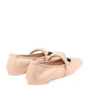 STUART WEITZMAN Goldie Ballerina Flats With Pearl Embellishment - Powder