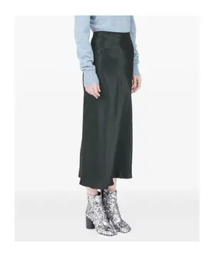 MAISON MARGIELA Bias-cut Satin Midi Skirt - Black