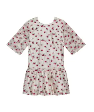 GANNI Floral Print Mini Dress - Nude
