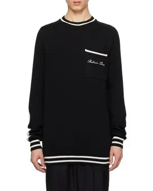 Balmain Knitted Jumper With Logo Embroidery And Contrast Trims