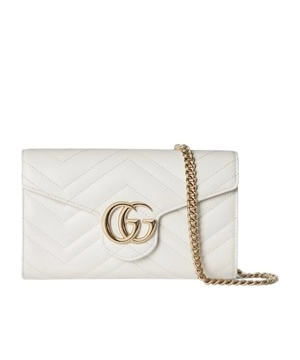 Gucci Logo Plaque Quilted Clutch Bag - White