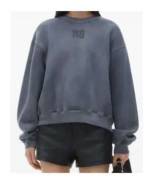 Alexander Wang Logo Embossed Crewneck Sweatshirt - Asphalt