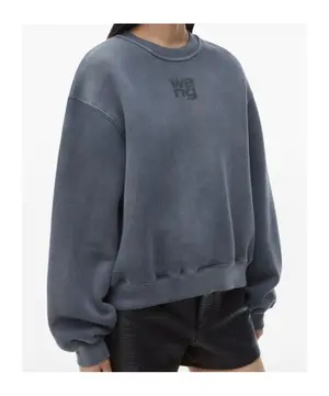 Alexander Wang Logo Embossed Crewneck Sweatshirt - Asphalt