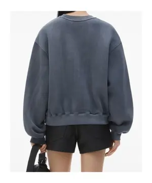 Alexander Wang Logo Embossed Crewneck Sweatshirt - Asphalt