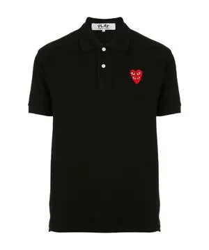 Play Comme Des Garcon Heart-logo Piqué Polo Shirt - Black